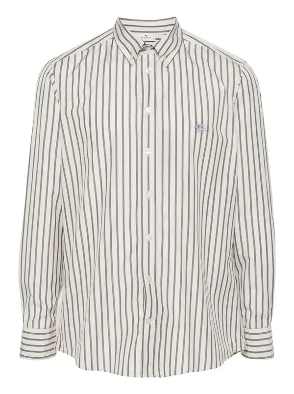 Etro Pegaso-motif Striped Shirt - Neutrals