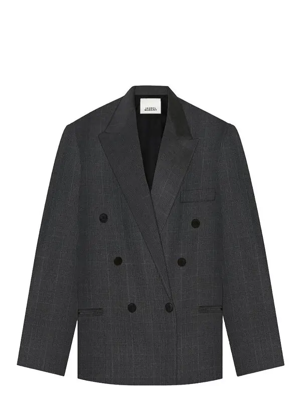 Isabel Marant Klero Glen Plaid Jacket - Anthracite