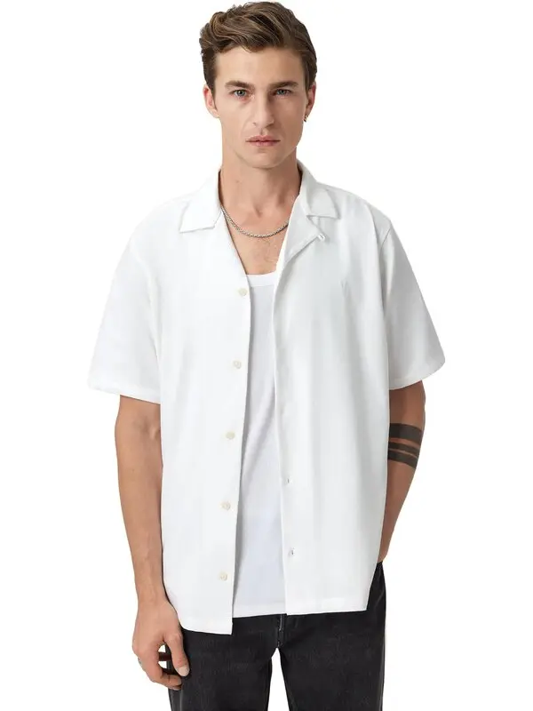 ALLSAINTS Hudson Relaxed Fit Ramskull Shirt - White