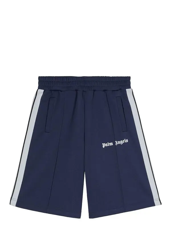 Palm Angels Logo Print Track Shorts - Navy Blue/white