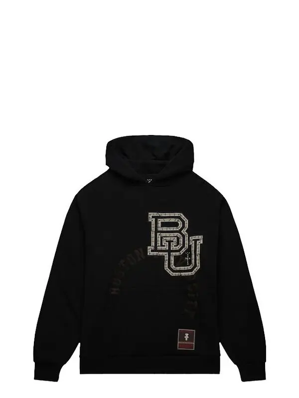 TRAVIS SCOTT X Mitchell & Ness Boston University Overlap Pullover Hoodie - Black