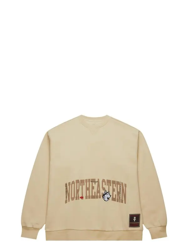 TRAVIS SCOTT X Mitchell & Ness Northeastern Huskies Pullover Sweatshirt - Tan