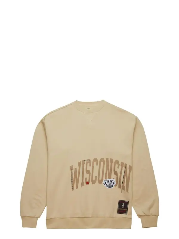 TRAVIS SCOTT X Mitchell & Ness Wisconsin Badgers Pullover Sweatshirt - Tan