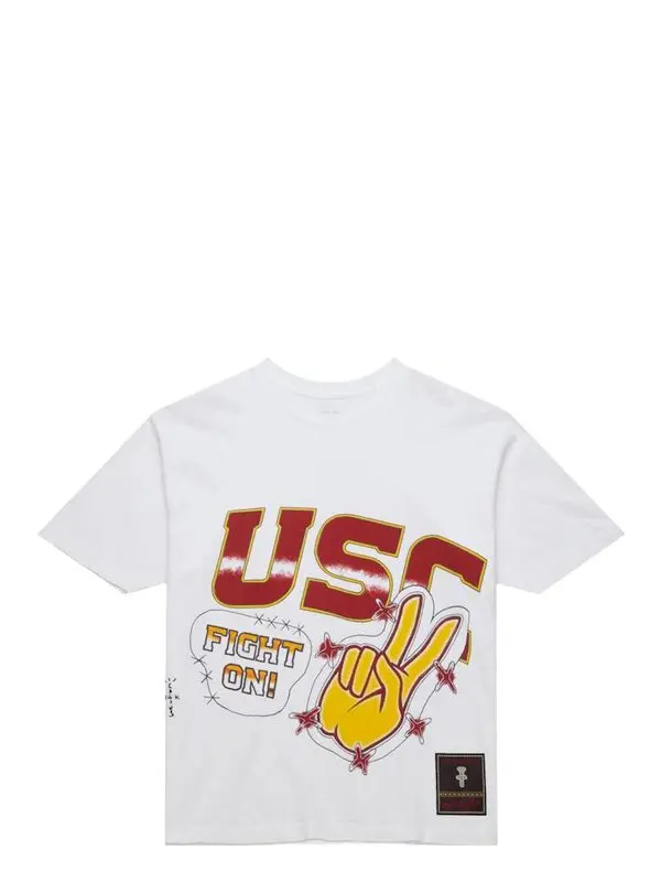 TRAVIS SCOTT X Mitchell & Ness Usc Trojans Handdrawn T-shirt - White