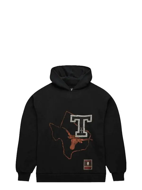 TRAVIS SCOTT X Mitchell & Ness Texas Longhorns Overlap Pullover Hoodie - Black