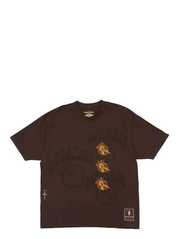 TRAVIS SCOTT X Mitchell & Ness Miami Hurricanes Seal T-shirt - Brown