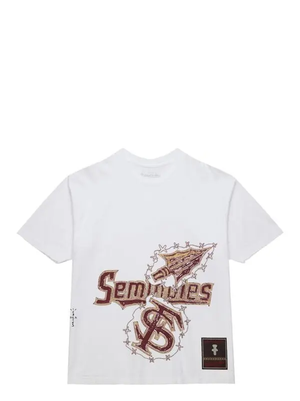 TRAVIS SCOTT X Mitchell & Ness Florida State Seminoles Handdrawn T-shirt - White