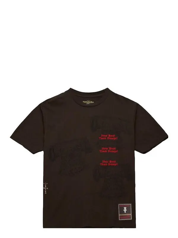 TRAVIS SCOTT X Mitchell & Ness Georgia Bulldogs Seal T-shirt - Brown
