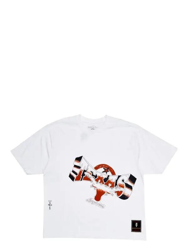 TRAVIS SCOTT X Mitchell & Ness Texas Longhorns Handdrawn T-shirt - White
