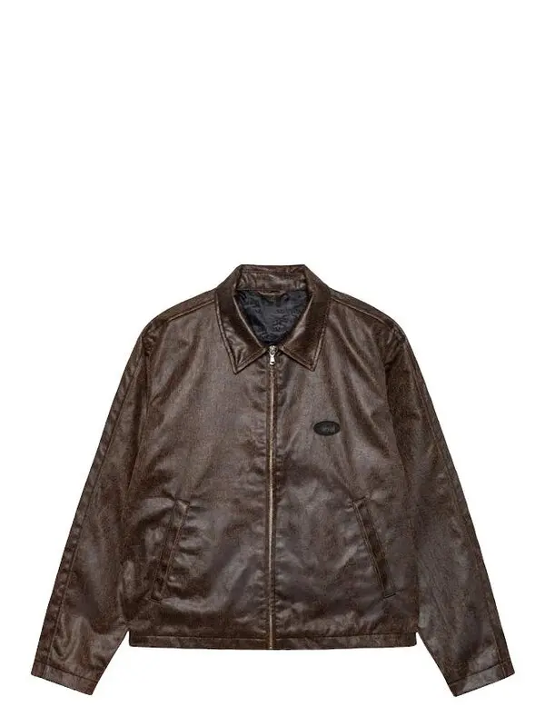 StÜssy Coated Cotton Club Jacket - Dark Brown