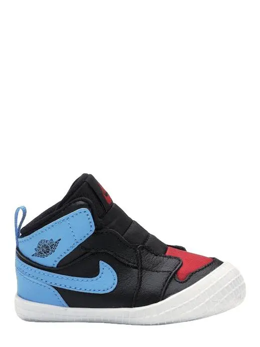 JORDAN 1 Crib Bootie Nc To Chi Leather - Black/dark Powder Blue/gym Red