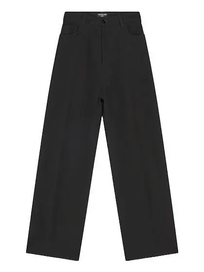 Balenciaga Wool Gabardine Baggy Tailored Pants - Black