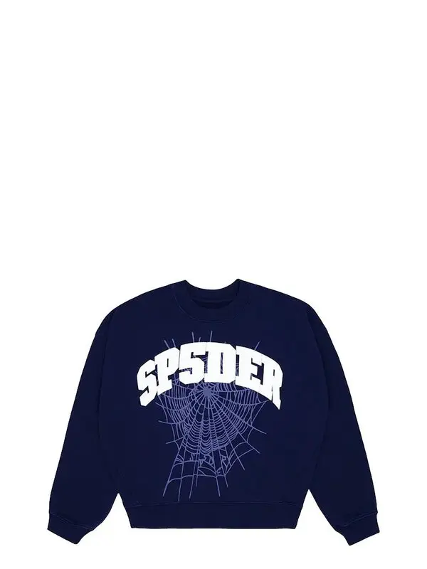 SP5DER Varsity Web Crewneck Sweatshirt - Navy Blue