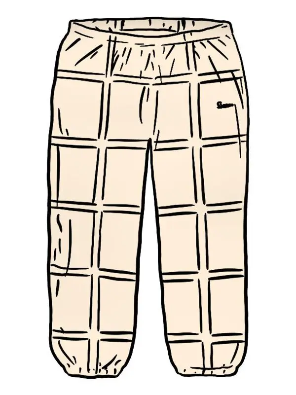 Supreme Grid Taping Velour Pant - Off White