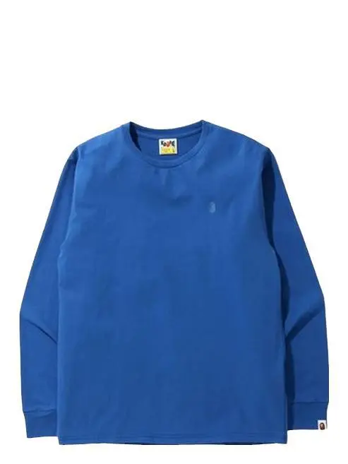 A BATHING APE Head One Point Long Sleeve Tee Shirt - Pure Blue