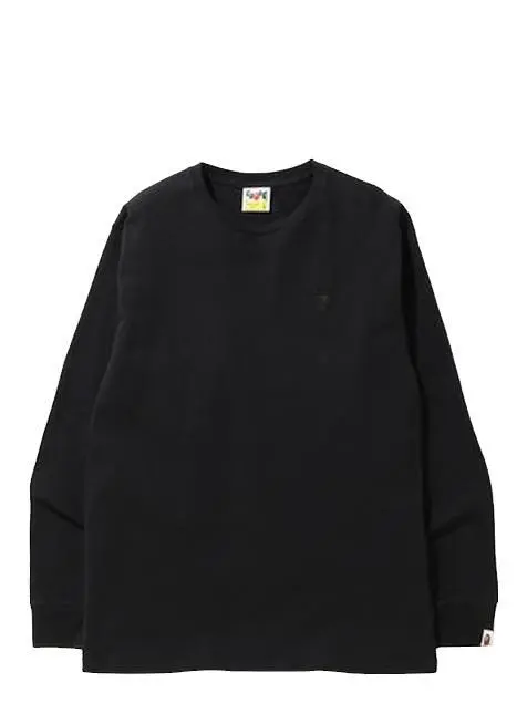 A BATHING APE Head One Point Long Sleeve Tee Shirt - Pure Black
