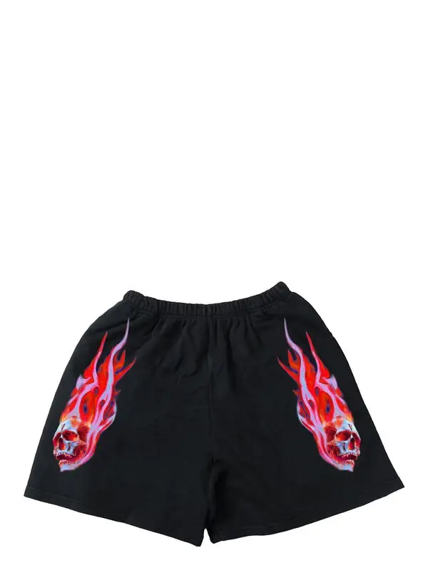 VLONE Skully Flame Shorts - Black