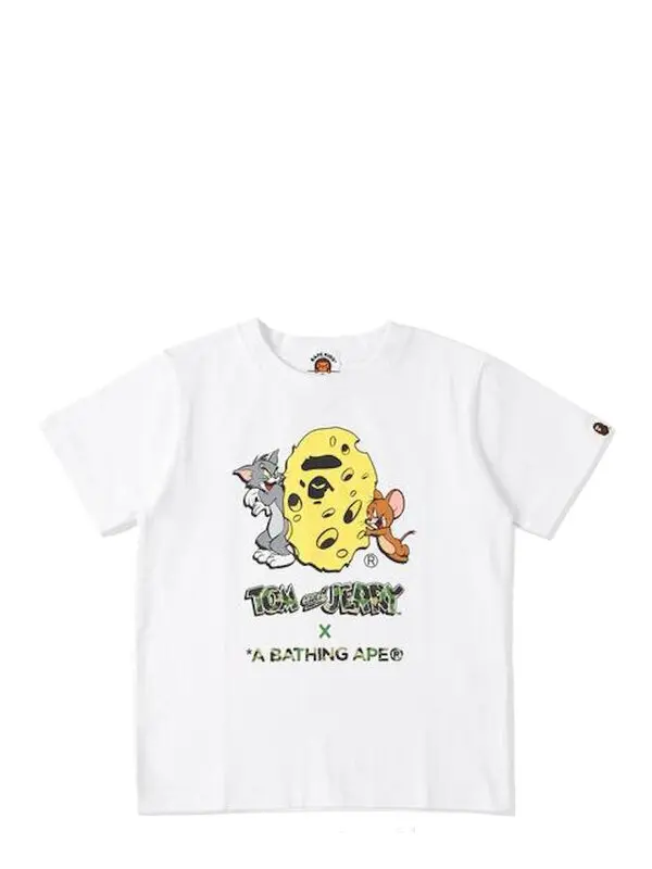 A BATHING APE X Tom And Jerry Cheese Ape Head Tee Shirt - White