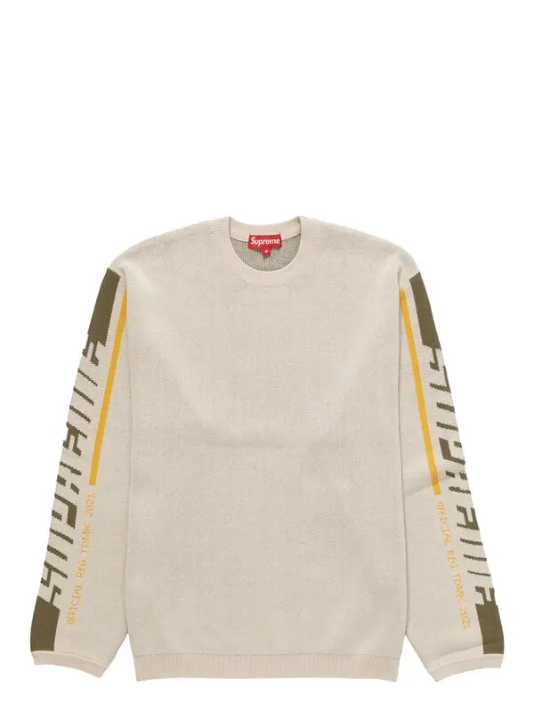 Supreme Sleeve Stripe Crewneck Sweater - Tan