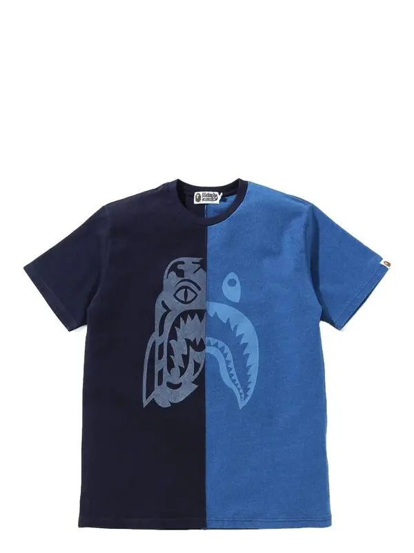 A BATHING APE Half Tiger Shark T-shirt - Indigo