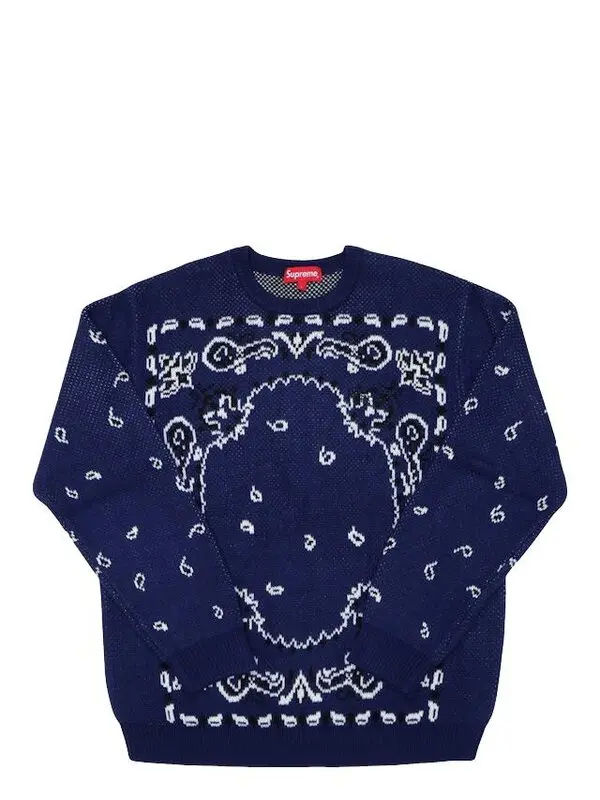 Supreme Bandana Print Sweater - Navy Blue