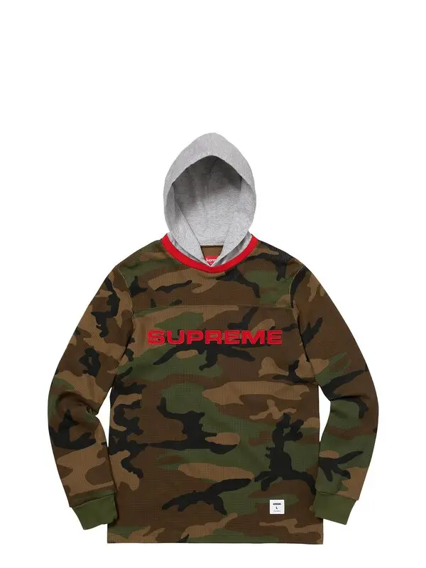 Supreme Hooded Waffle Ringer - Woodland Camo