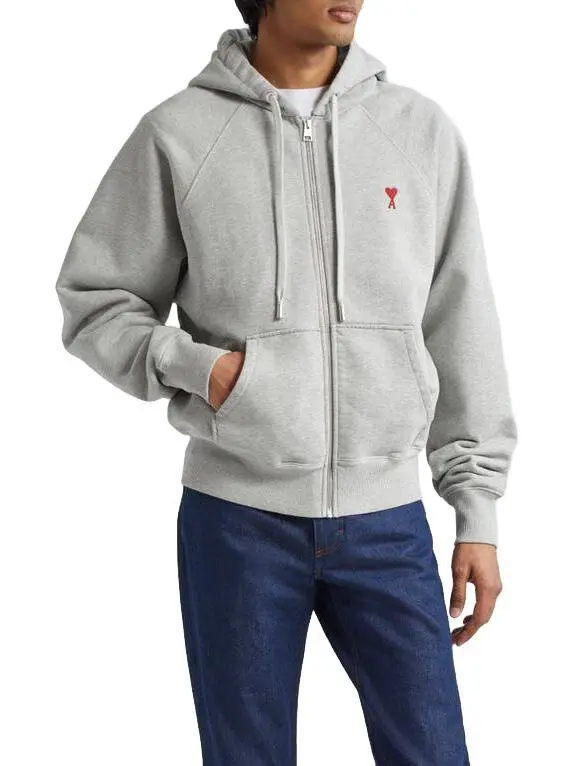 Ami De Coeur Zip Hoodie - Heather Ash Grey
