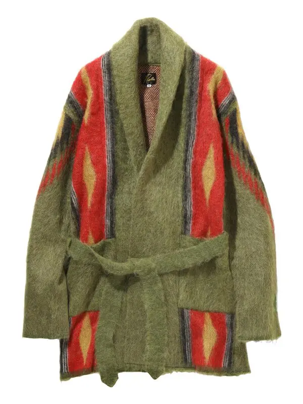 HIDDEN NY X Needles Mohair Shawl Cardigan - Green Native Pattern