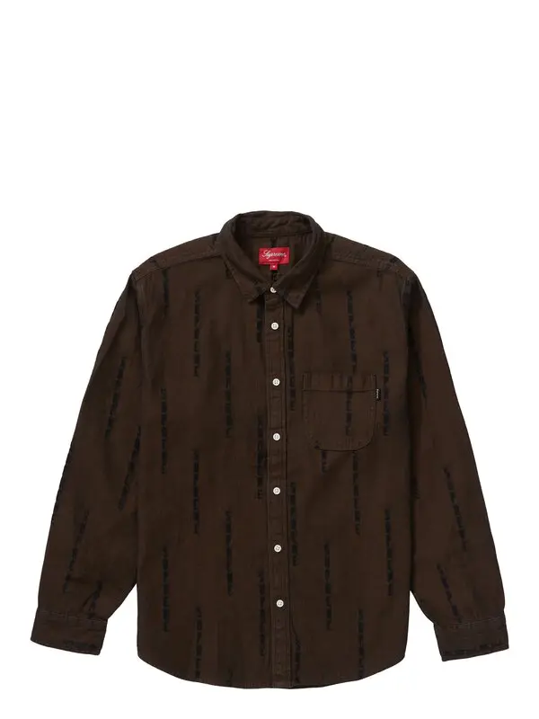 Supreme Logo Stripe Jacquard Denim Shirt - Brown