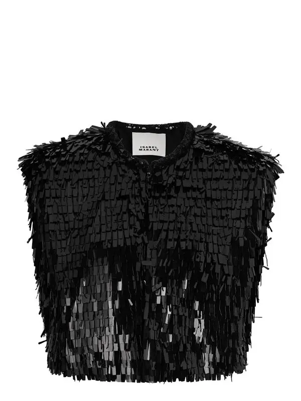Isabel Marant Amelina Sequined Cotton-twill Vest - Black