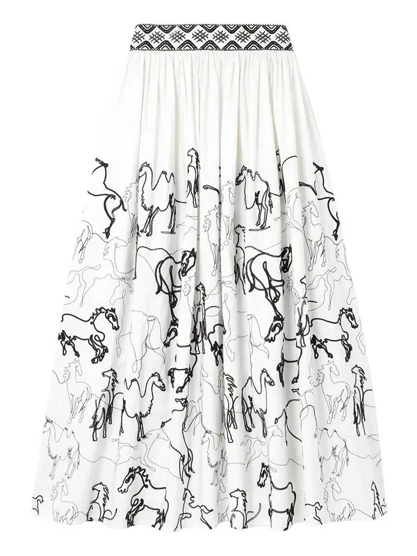 EMPORIO SIRENUSE Ombretta Embroidered Maxi Skirt - White