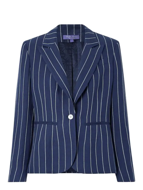 Ralph Lauren Aaiden Striped Linen And Cotton-blend Jacket - Blue