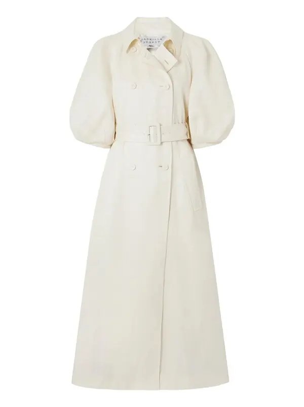 Gabriela Hearst Iona Double-breasted Belted Linen Trench Coat - Neutrals