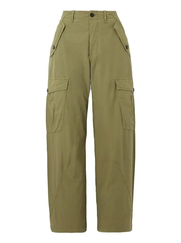 FORTELA Jesla Cropped Cotton Cargo Trousers - Green