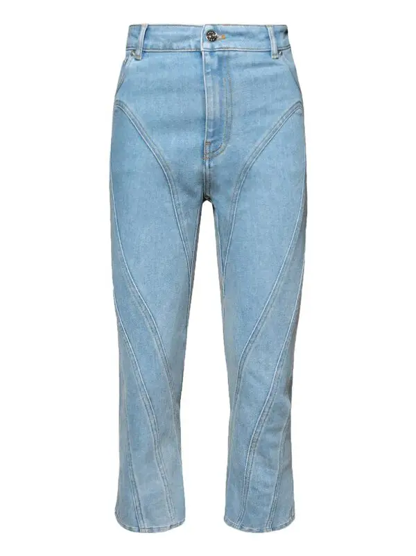 MUGLER Spiral Skinny Denim Capri - Blue