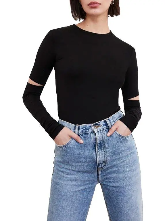 MARCELLA Indra Cutout Sleeve Top - Black