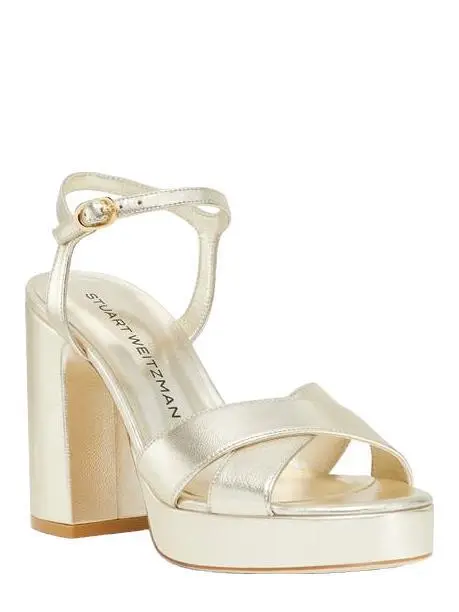 STUART WEITZMAN Dayna Platform Sandal - Light Gold.