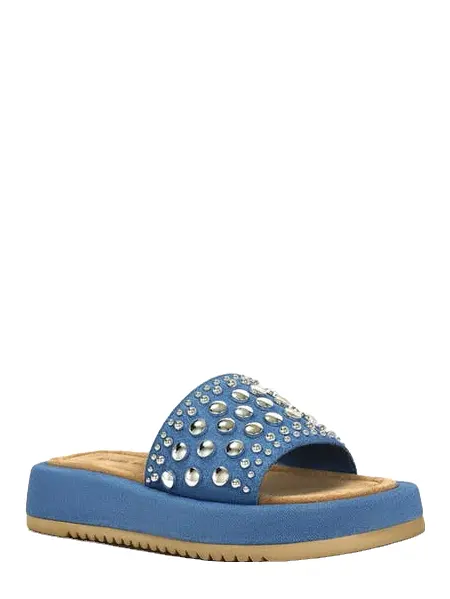 AZALEA WANG Espinosa Platform Slide Sandal - Blue
