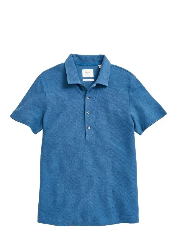 Billy Reid Hemp & Cotton Knit Polo - Dark Blue