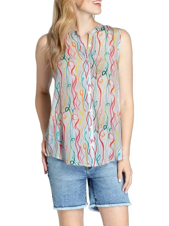 APNY Print Chiffon Sleeveless Top - Pink Multi