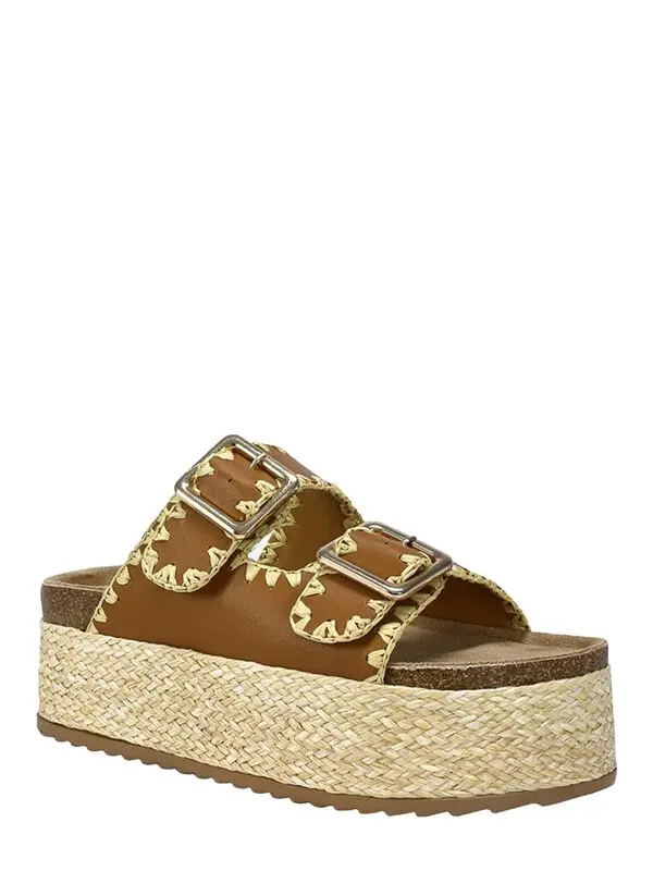 AZALEA WANG Calluna Platform Slide Sandal - Tan