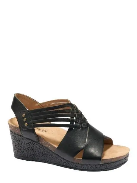 HALSA FOOTWEAR Gianna Wedge Sandal - Black