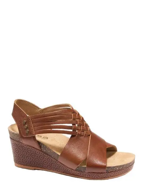 HALSA FOOTWEAR Gianna Wedge Sandal - Cognac