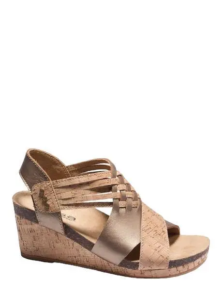 HALSA FOOTWEAR Gianna Wedge Sandal - Cork/ Bronze