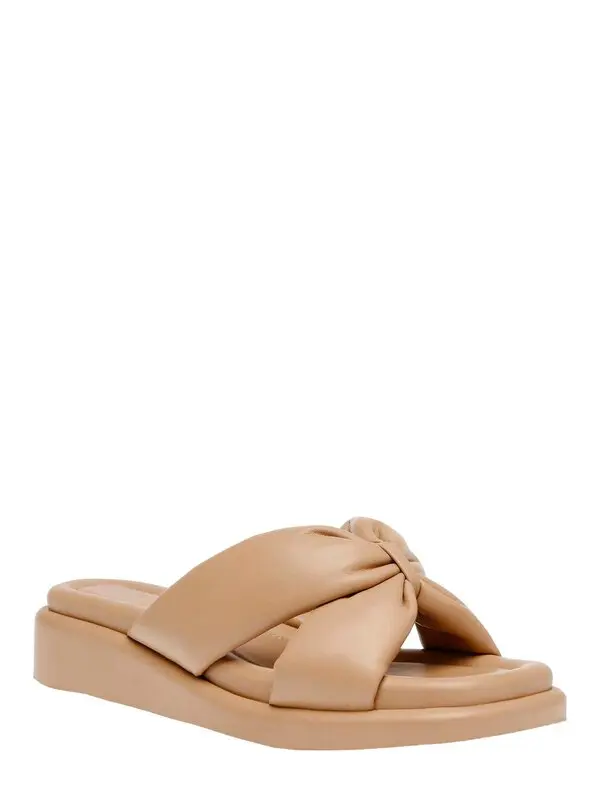 Anne Klein Aspire Wedge Sandal - Beige Smooth