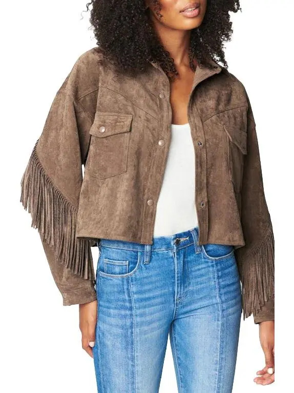 Blanknyc Faux Suede Fringe Jacket - Hot Cocoa