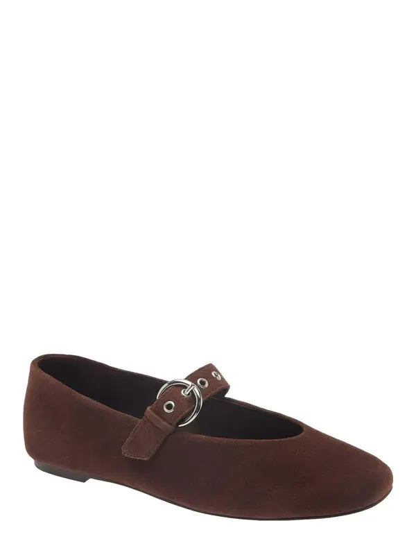 REFORMATION Bethany Ballet Flat - Espresso Suede