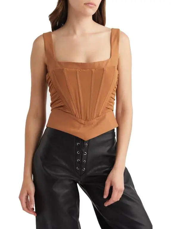 MISTRESS ROCKS V-shape Corset Top - Caramel