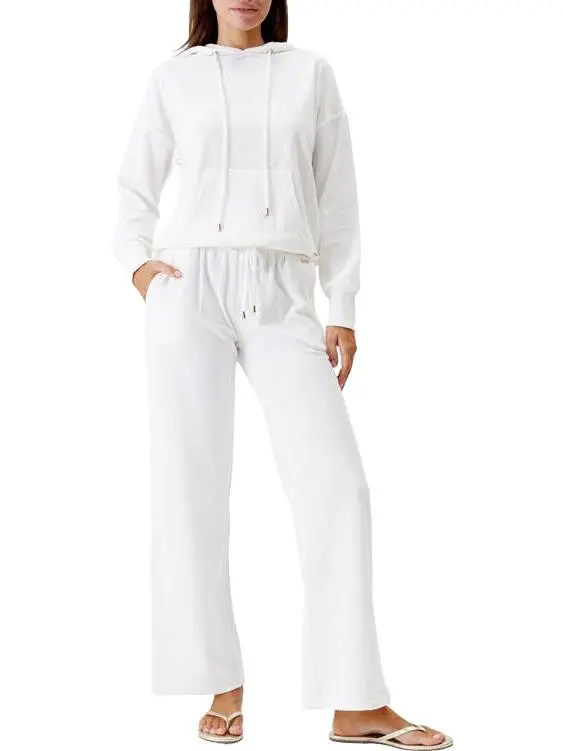 Melissa Odabash Nora Drop Shoulder Hoodie - White