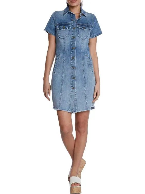 WASH LAB DENIM Fray Hem Dress - North Blue